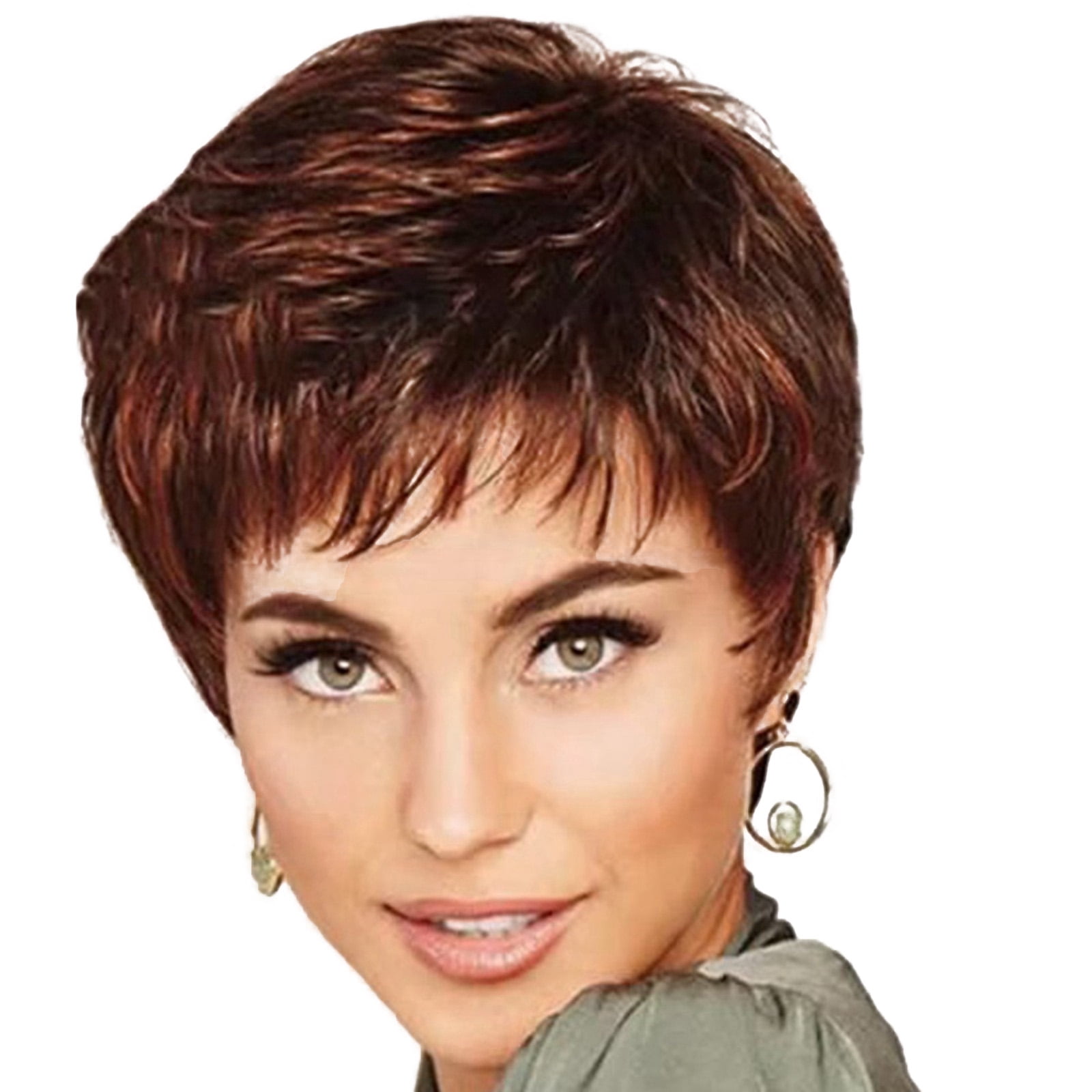 EKKIMIMI Short Wigs For Women Short Wavy Wig For Women Glueless Wigs ...
