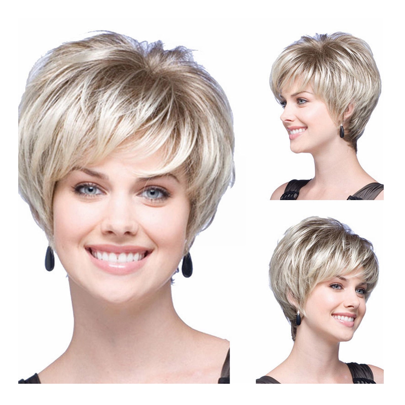 EKKIMIMI Short Wigs For Women Short Wavy Wig For Women Glueless Wigs ...