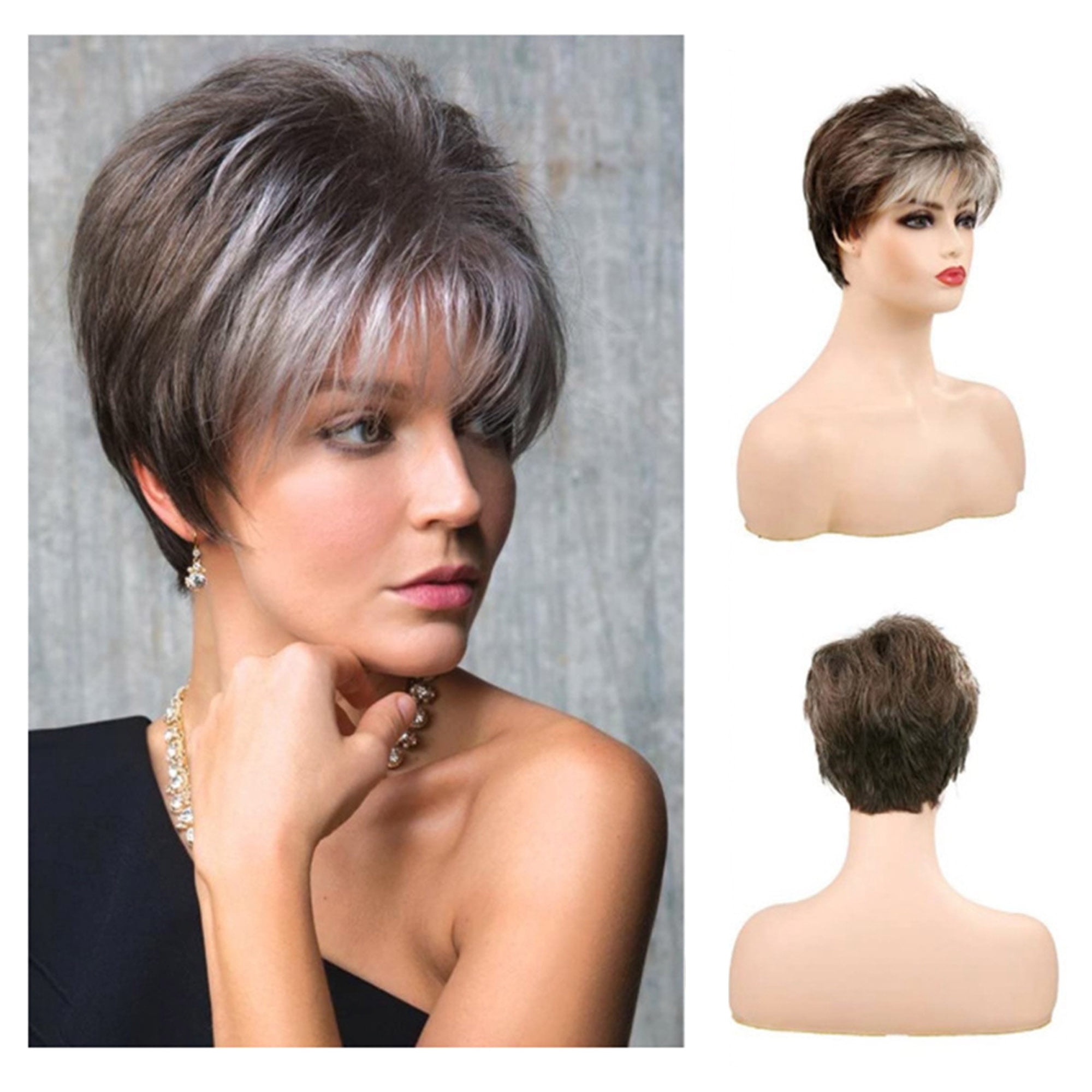 EKKIMIMI Short Wigs For Women Wig With Bangs For Women Glueless Wigs ...