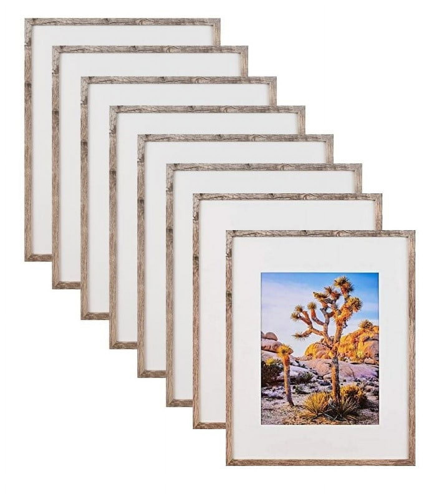 EKMAX 5x7 Picture Frame Set of 8, Dark Brown Wood Grain Photo Frame ...
