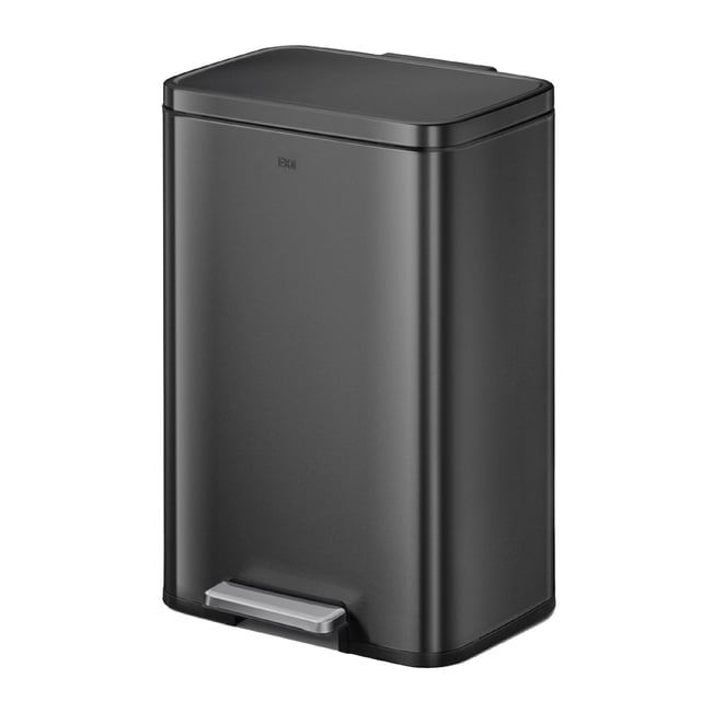 EKO Madison Matte Black 13.2 Gallon Step Trash Can, Fingerprint ...