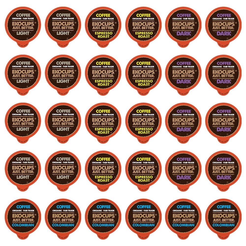 EKOCUPS Organic Coffee Variety Sampler Pack, 30 Count for Keurig K Cup ...
