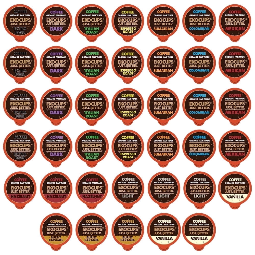 EKOCUPS Organic Fair Trade Assorted Variety Coffee Pods Pack, Extra 30% ...