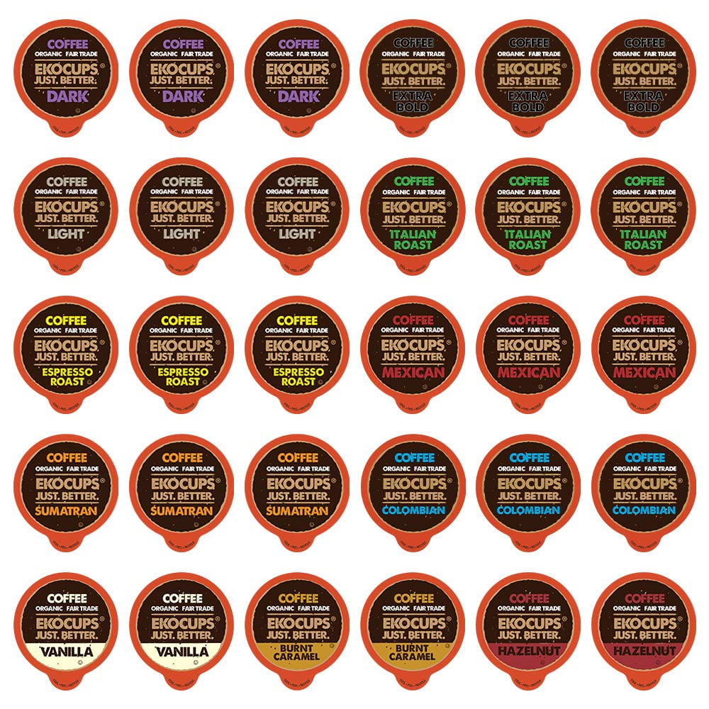 EKOCUPS Organic & SCH4 Fair Trade Gourmet Hot or Iced Coffee Single ...