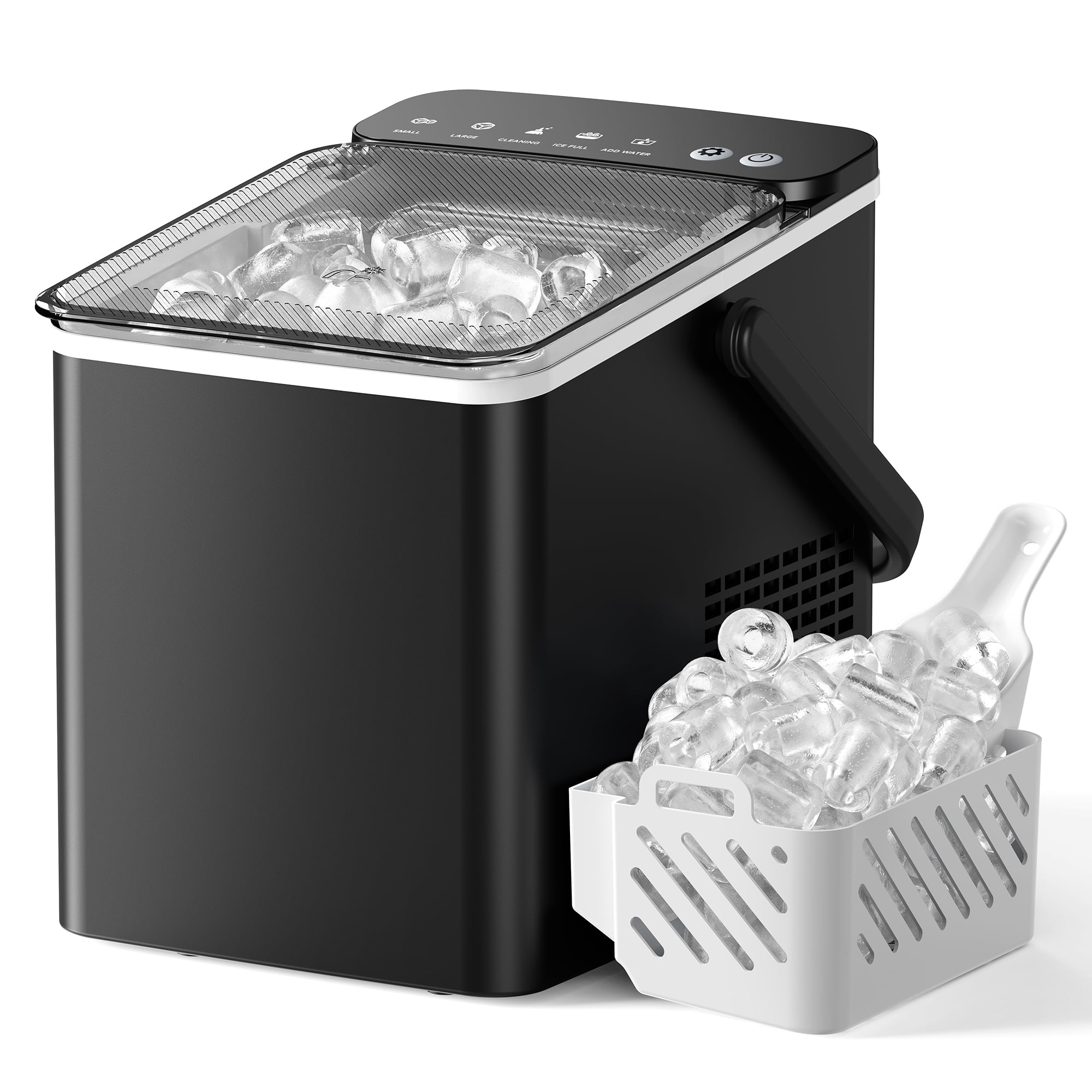 EKOJUCE Countertop Ice Maker with Handle, 26lbs/24H Portable Ice ...