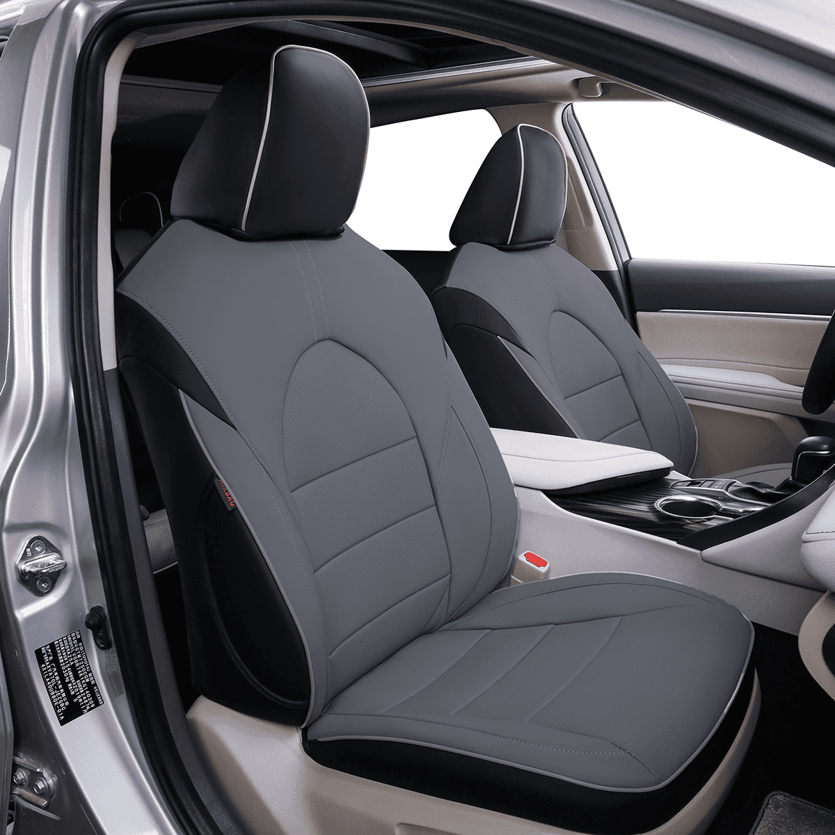EKR Custom Fit Camry Car Seat Covers for Toyota Camry SE SE Sport SE Limited XSE 2012 2013 2014 2015 2016 2017 Not for Hybrid Full Set Leather Black Gray Walmart