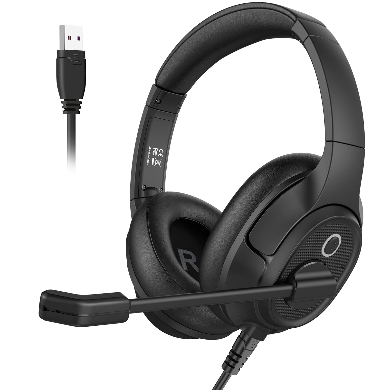 EKSA Headset with Microphone for Laptop, Wired Computer Headset with ...