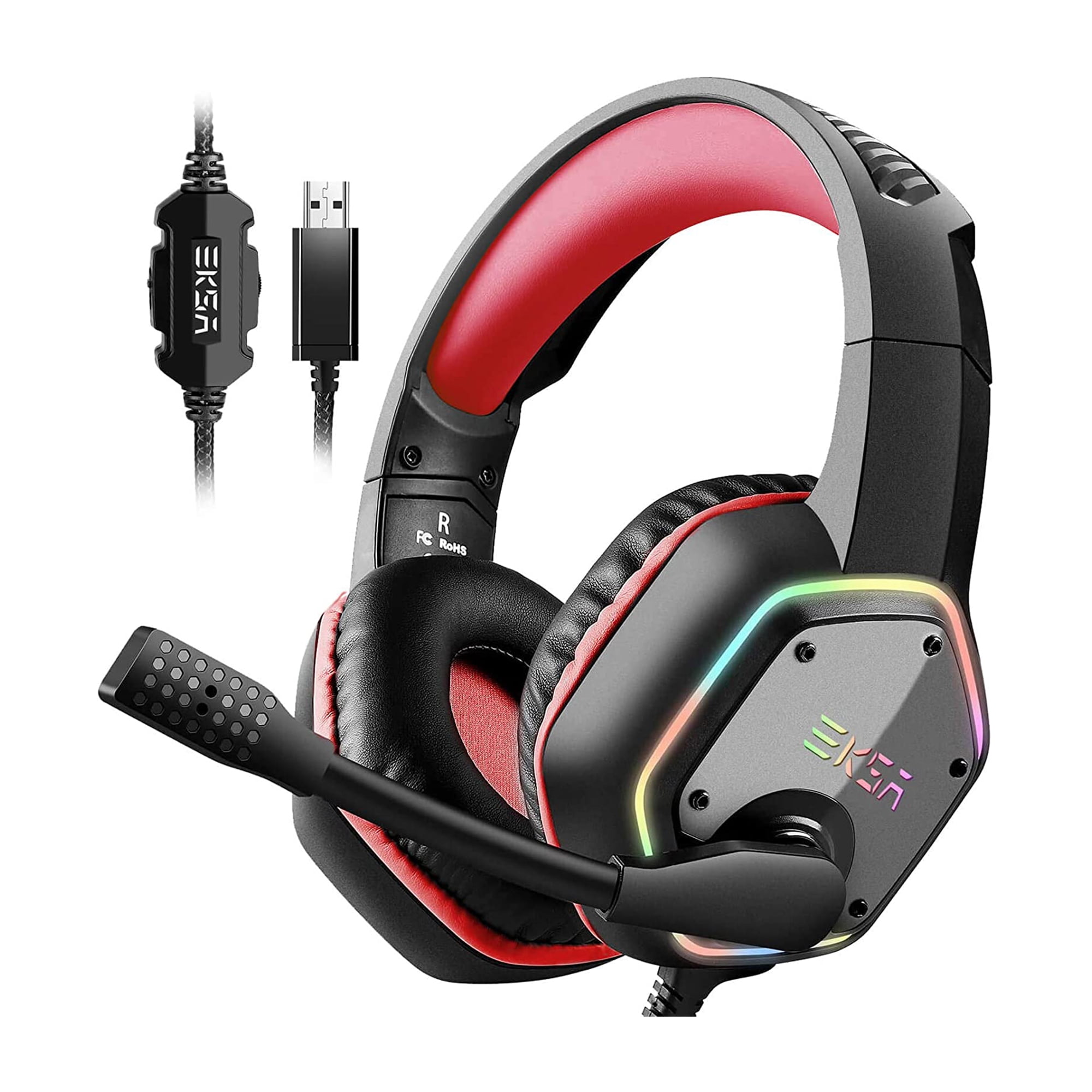 EKSA Plug In USB Gaming Headset for PC, PS4, and PS5 with Microphone ...