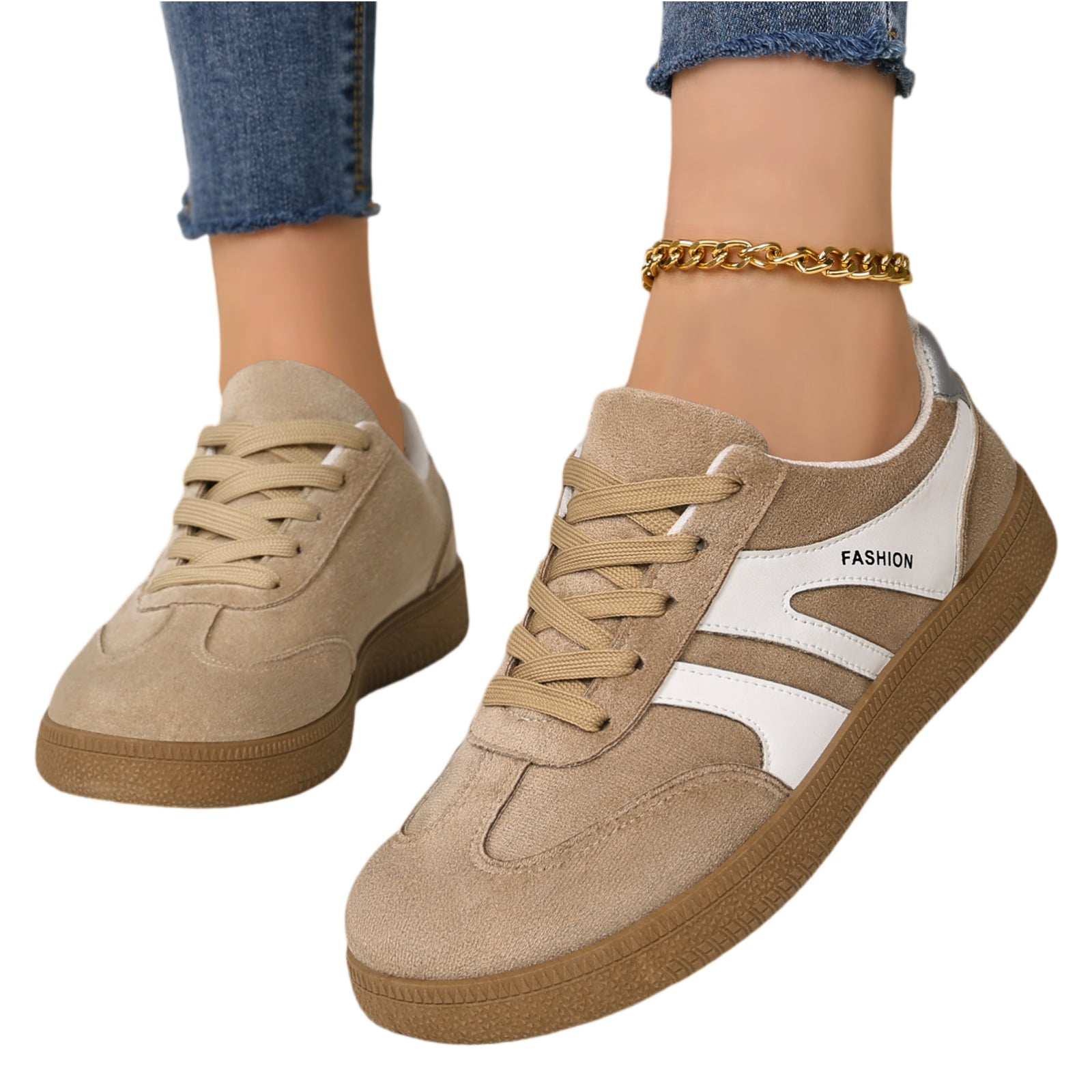 EKVAHL Casual Sneakers for Women, Fashion Retro Stripe Sneakers, Lace ...