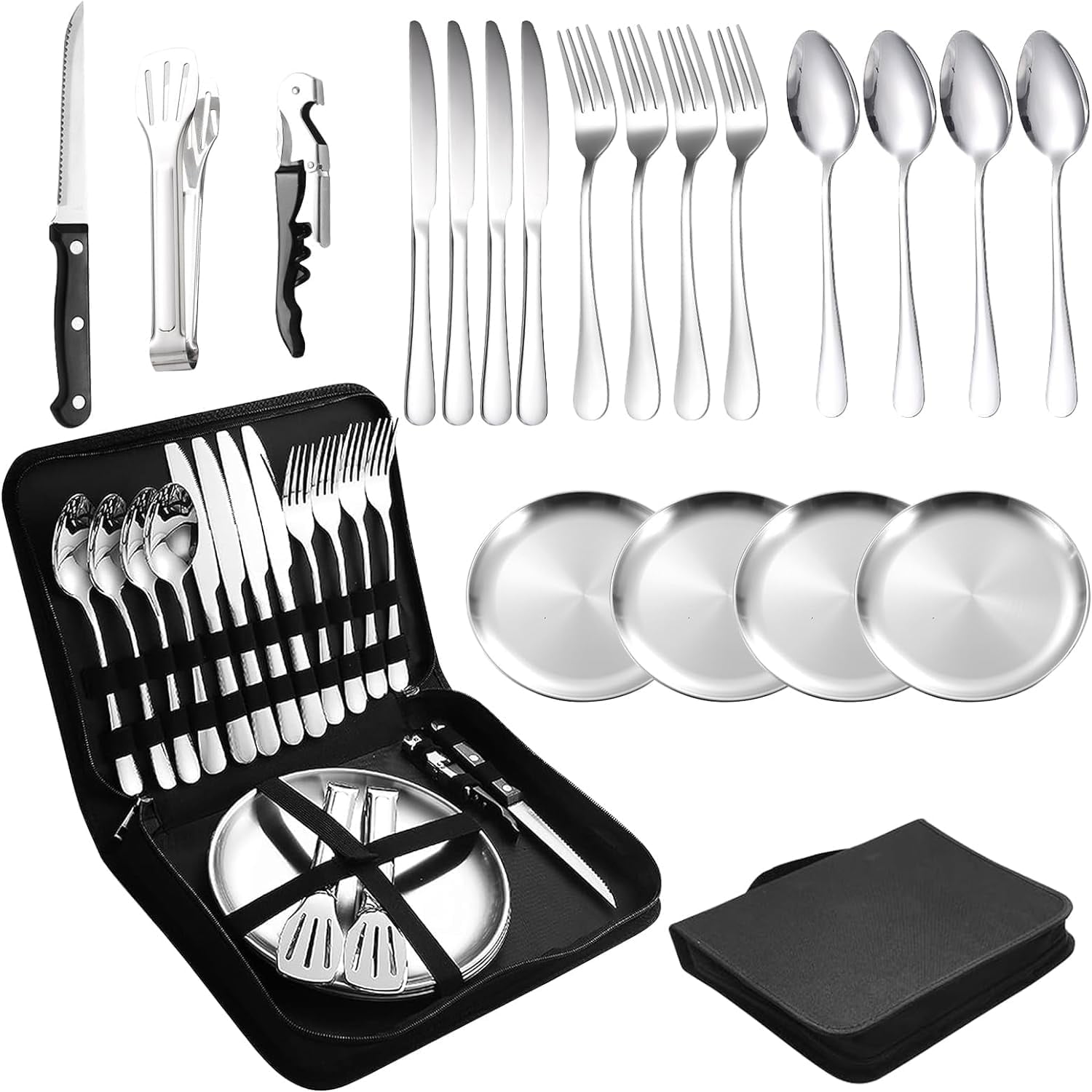 EKYLIP Camping Silverware SetOutdoor Picnic Tableware with Spoon Fork ...