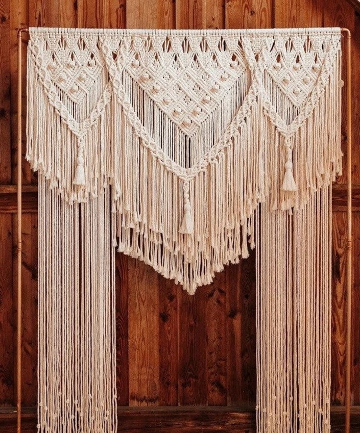 EL CLASICO OVERSEAS Macrame Curtain Bohemian, Macrame Wall Arch, Macrame Wedding Backdrop -W 120 ...