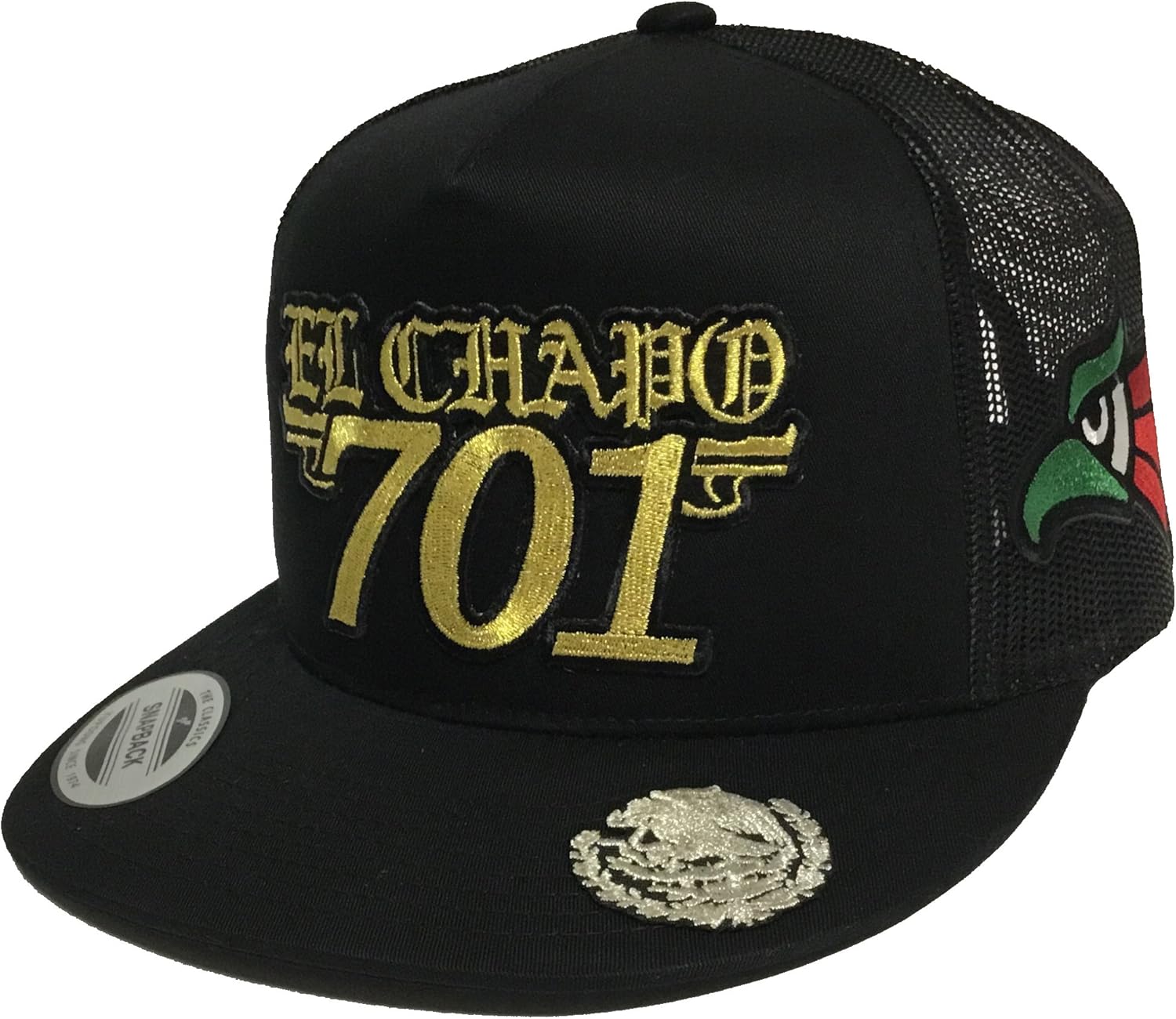 EL Chapo 701 HAT 3 Logos Aguila EN LA VISERA Black MESH - Walmart.com