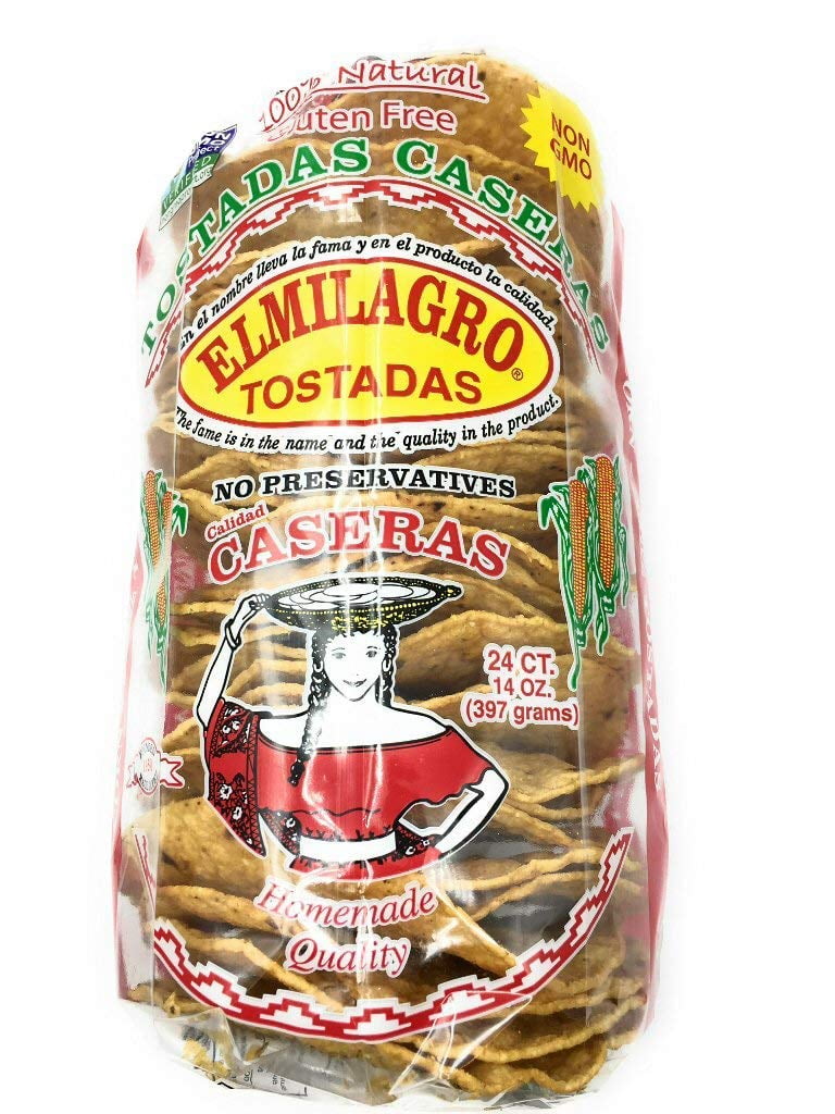 EL MILAGRO Flat Crispy Corn Tostadas Shells, 14 OZ, No Hydrogenated Fats or High Fructose Corn ...