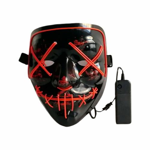 EL Wire Ghost Mask Slit Mouth Light Up Glowing LED Mask Halloween ...