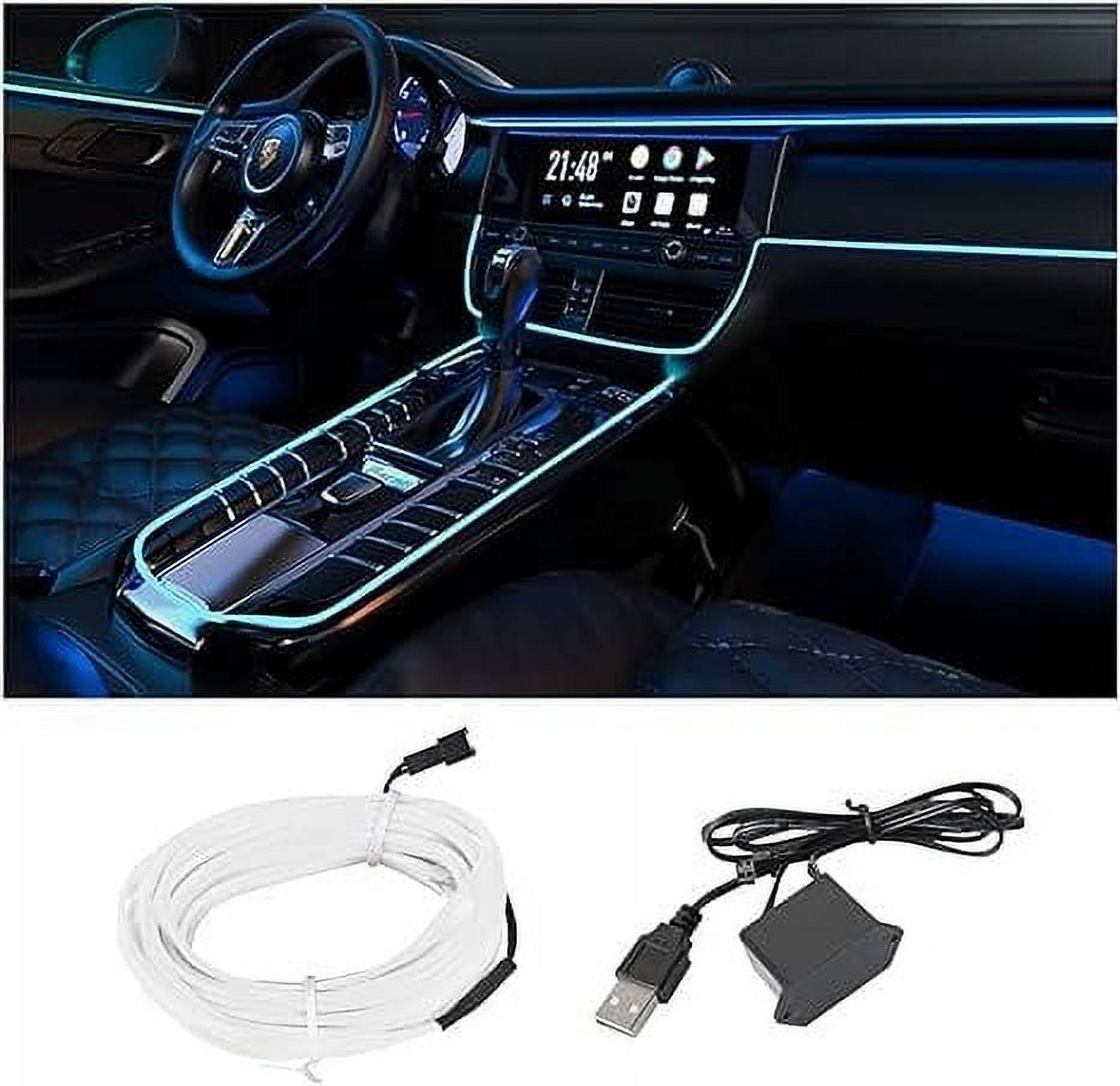 EL Wire Interior Car LED Strip Lights, USB Auto Neon Light Strip with ...