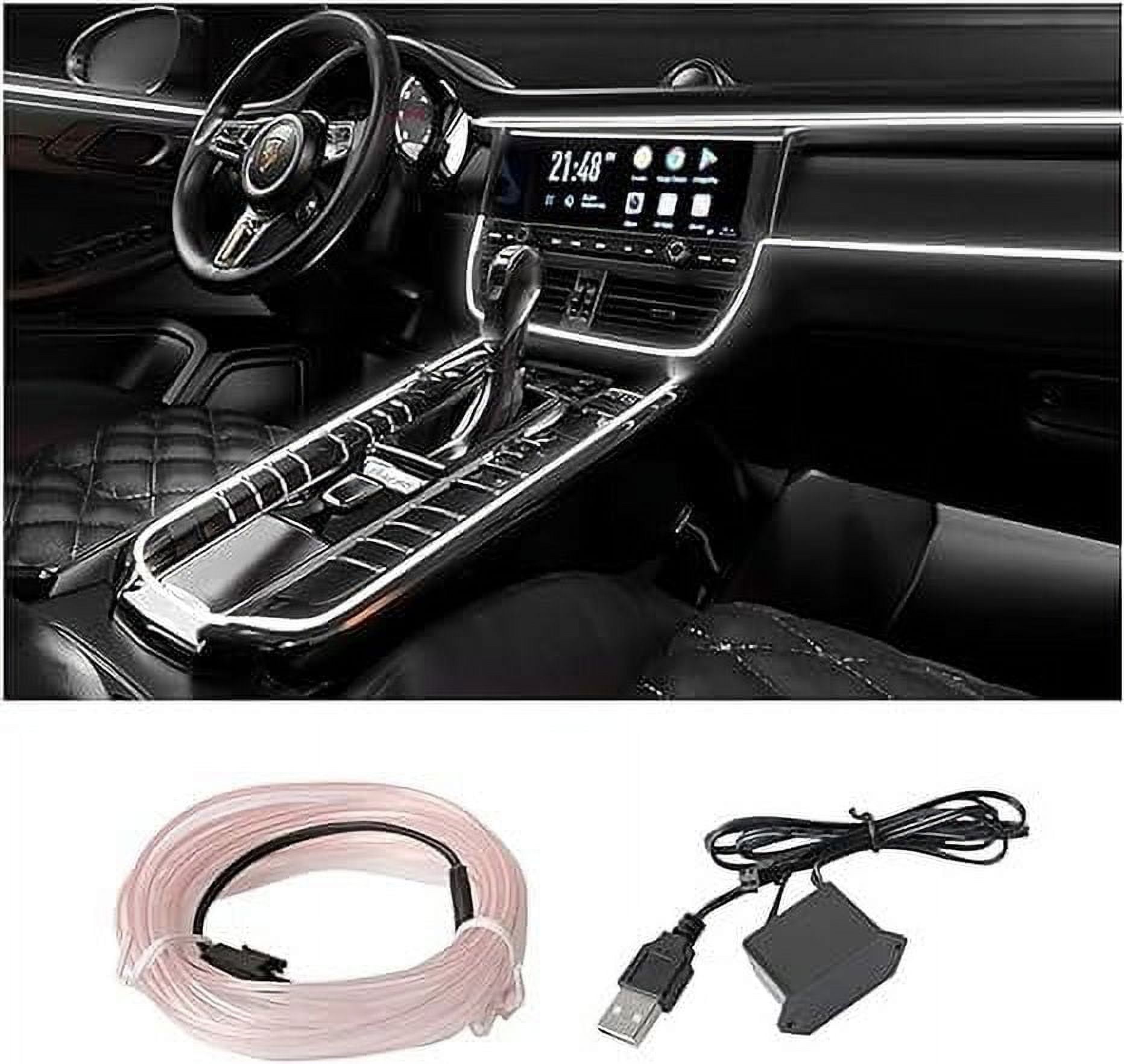 EL Wire Interior Car LED Strip Lights, USB Auto Neon Light Strip with ...
