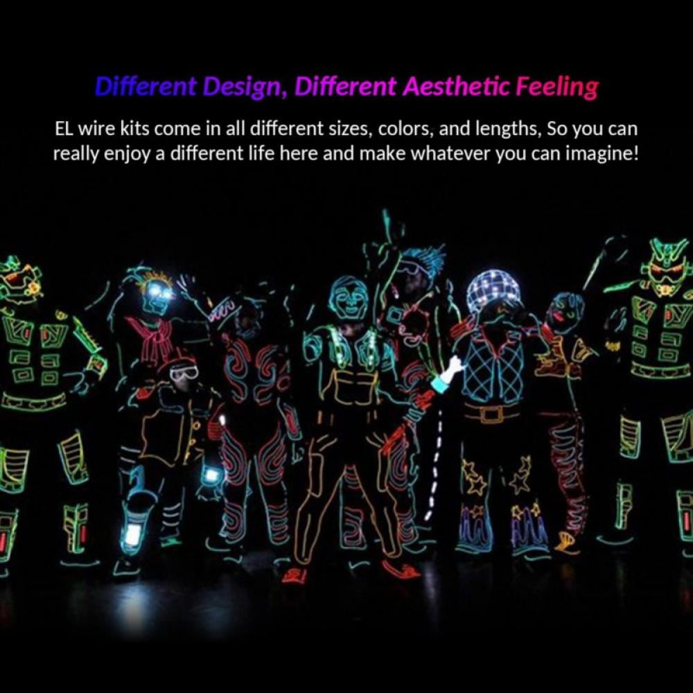 EL Wire Kit Portable Neon Lights for Parties Halloween Blacklight ...