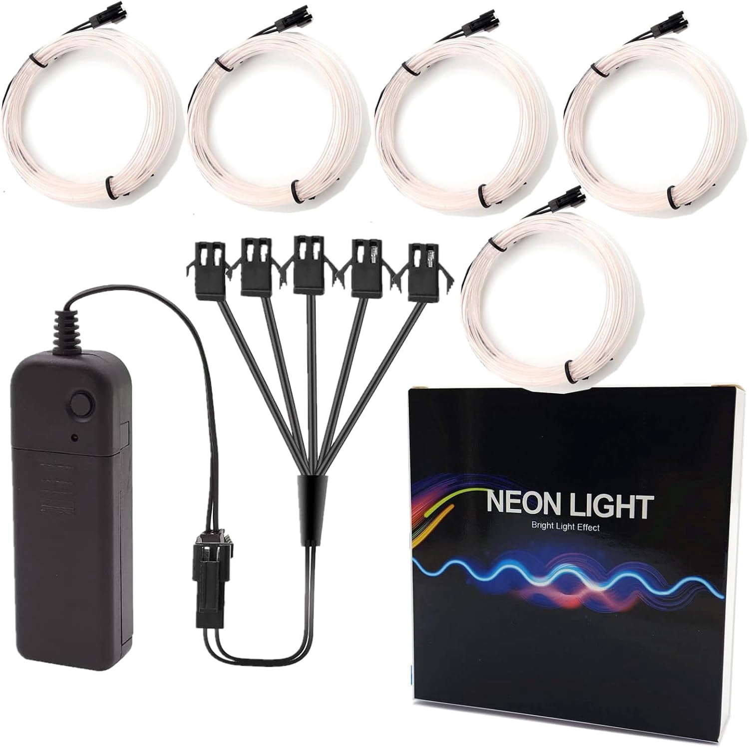 EL Wire Lights Battery Powered, 6Ft x5 Wearable Led Wire Lights 5in1 ...