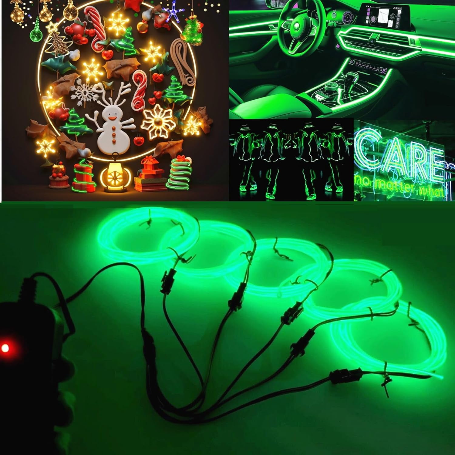 EL Wire Lights Battery Powered, Wearable Led Wire Lights 5in1 neon ...
