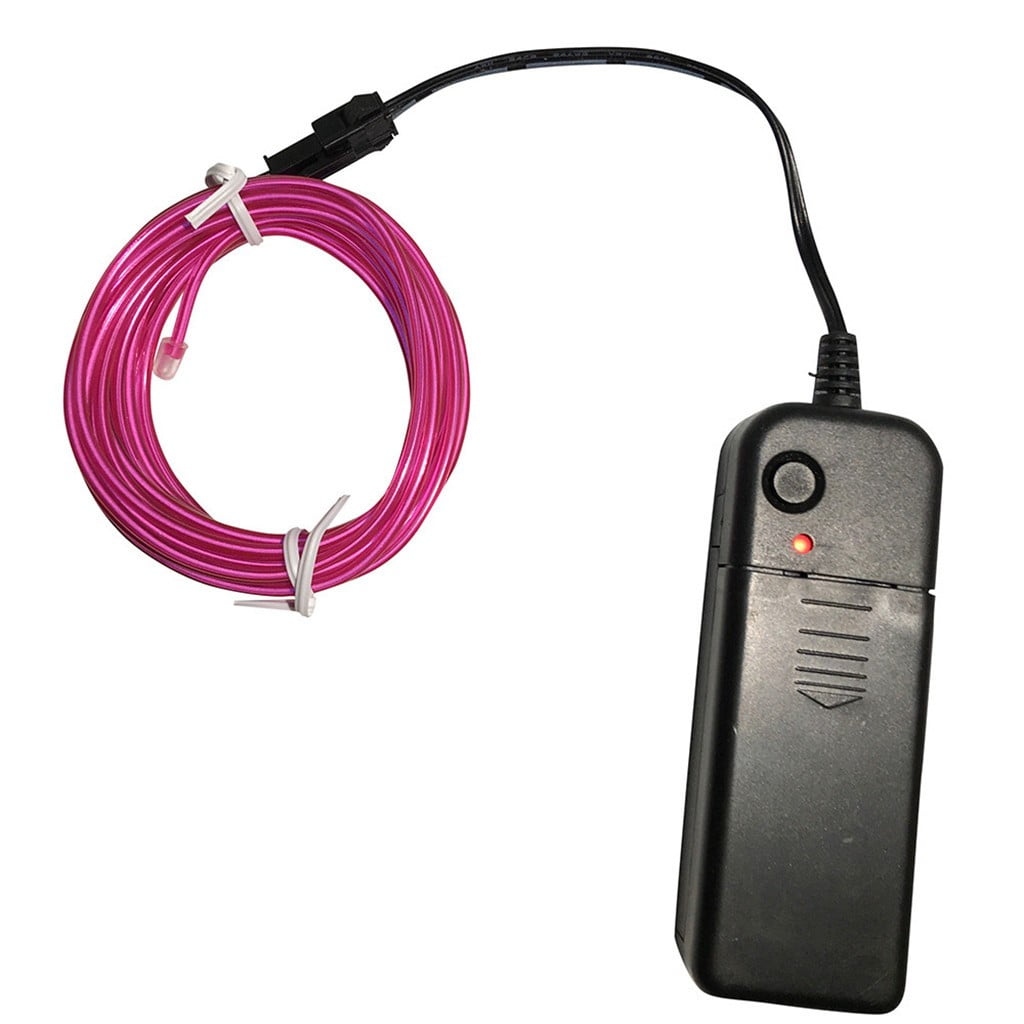 EL Wire Purple, 16.4ft/5m Portable Battery Pack Neon Light Strip 360 ...
