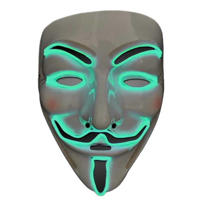EL Wire Vendetta Guy Fawkes Halloween Mask, Green - Walmart.com