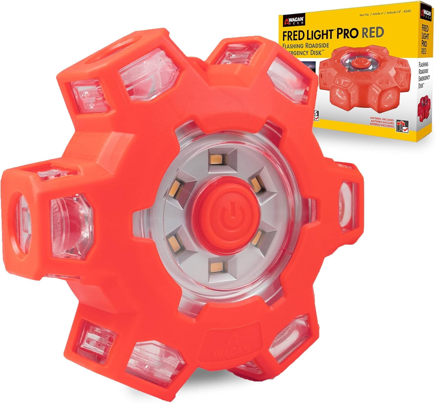 EL4340 FRED PRO Flashing Roadside Emergency Disc LED Flare 6 Flash Modes for Roadside Security ...