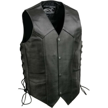 Event Leather EL5360 Black Motorcycle Leather Vest with Denim Style ...