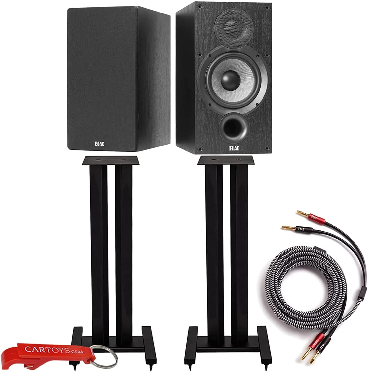 ELAC Debut 2.0 B6.2 Bookshelf Speakers with LS20 Stands and 15' Cables ...