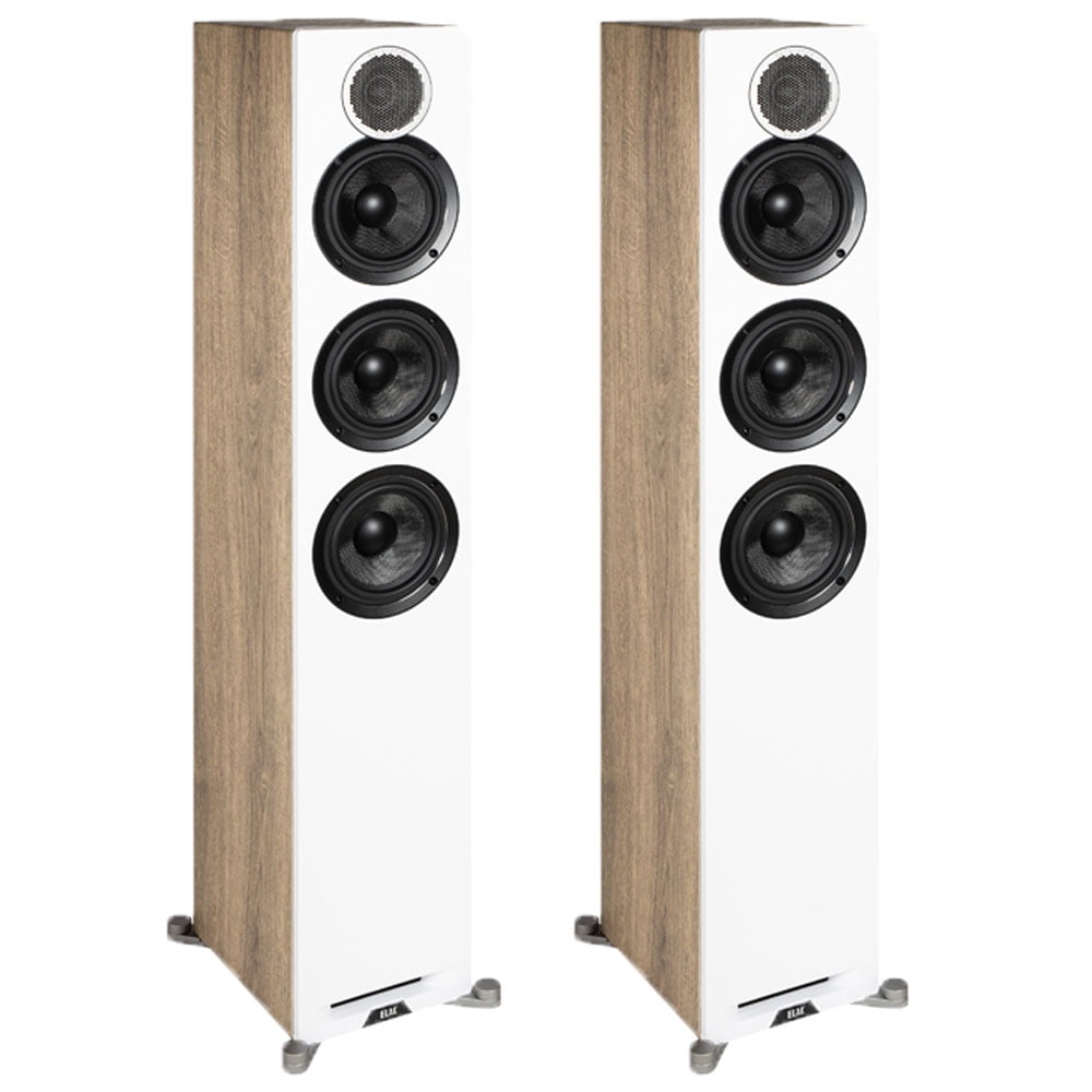 ELAC Debut Reference DFR52 Floorstanding Speaker Pair - White/Oak ...