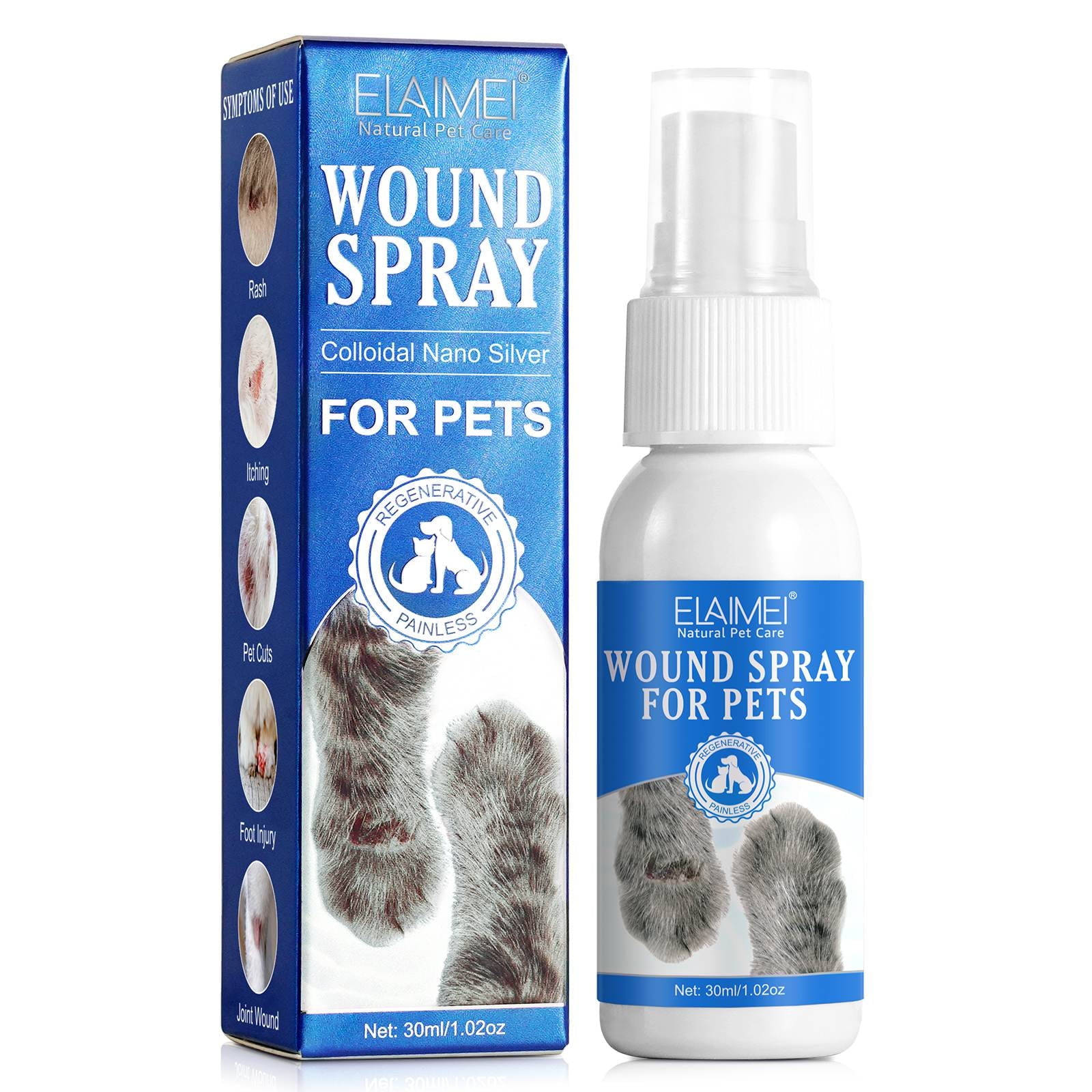 ELAIME Pet Wound Spray with Colloidal Nano Silver, Cleansing Wound ...