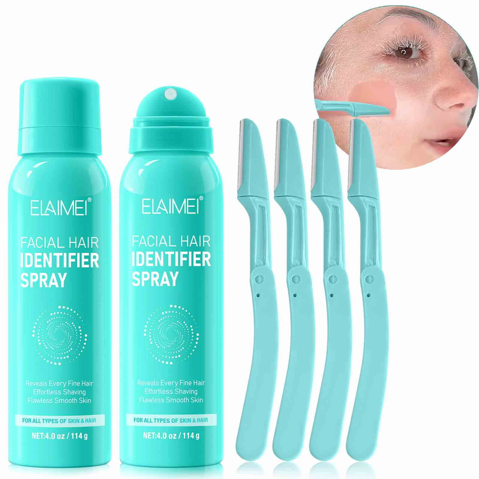 ELAIMEI 2 Pack Hair Identifier Spray Set for Face Shaving,Gentle and ...