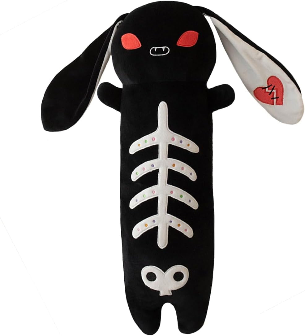ELAINREN Long Goth Bunny Plush Pillow Soft Creepy Black Rabbit Stuffed ...