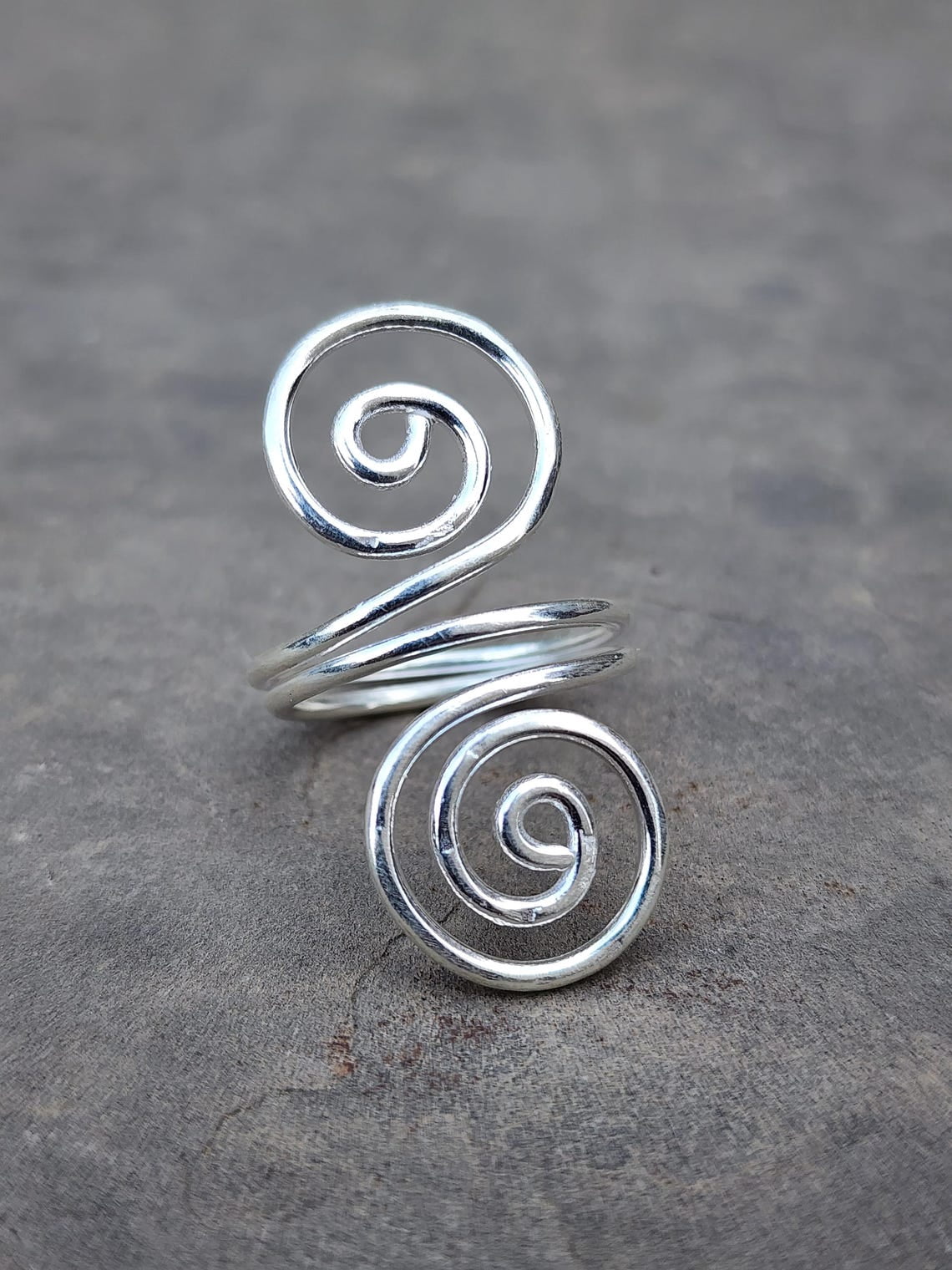 ELANZAA JEWELS- Adjustable Silver Ring Handmade Wire Wrap Spiral Band ...