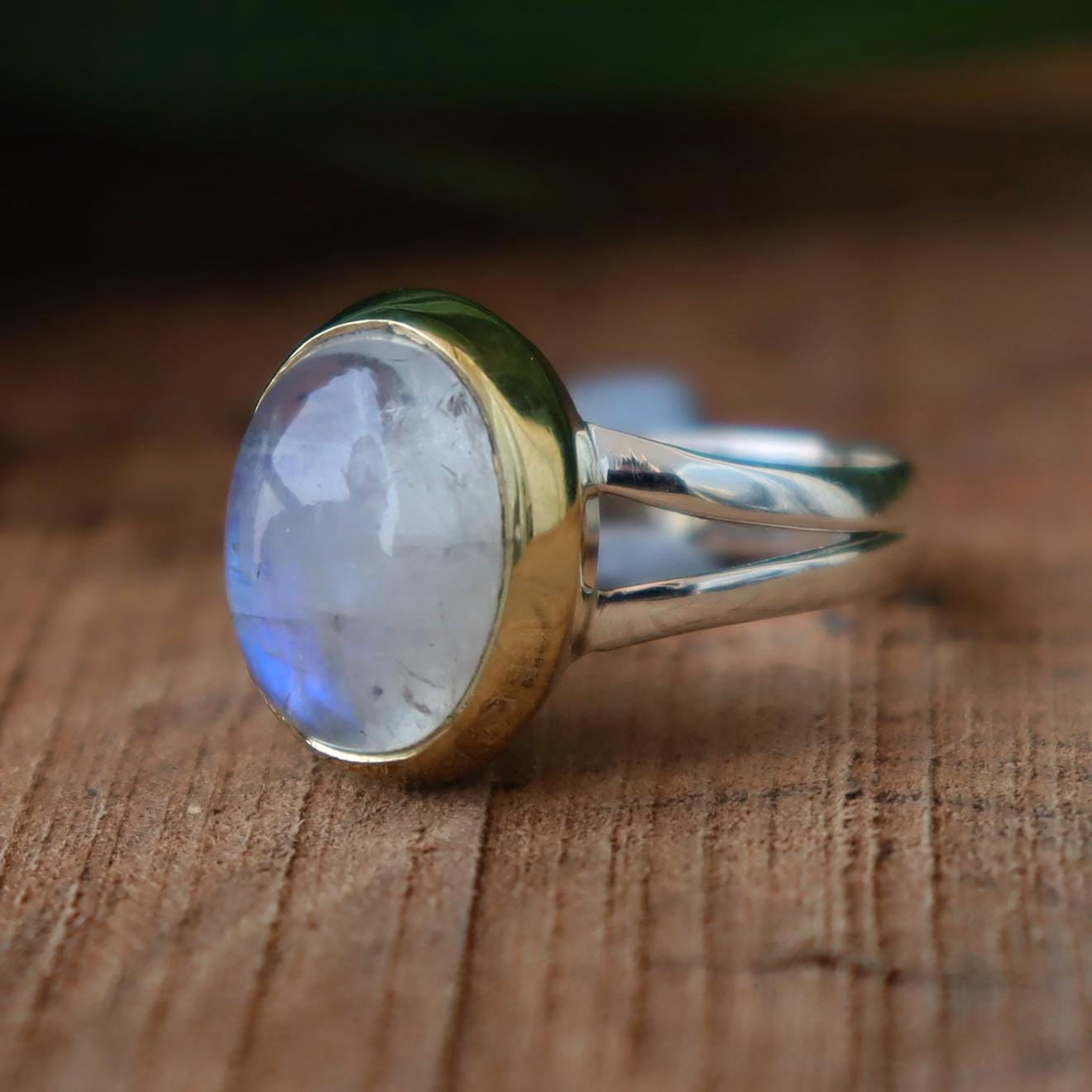 ELANZAA JEWELS- Handmade Moonstone Ring Adjustable 925 Sterling Silver ...