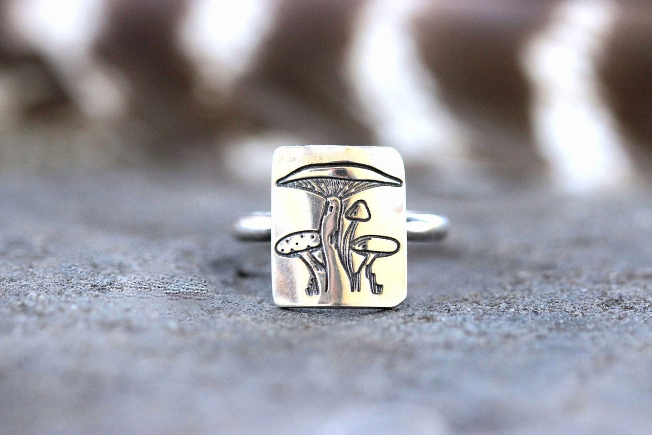 ELANZAA JEWELS- Mushroom Ring Sterling Silver Adjustable Lightweight ...