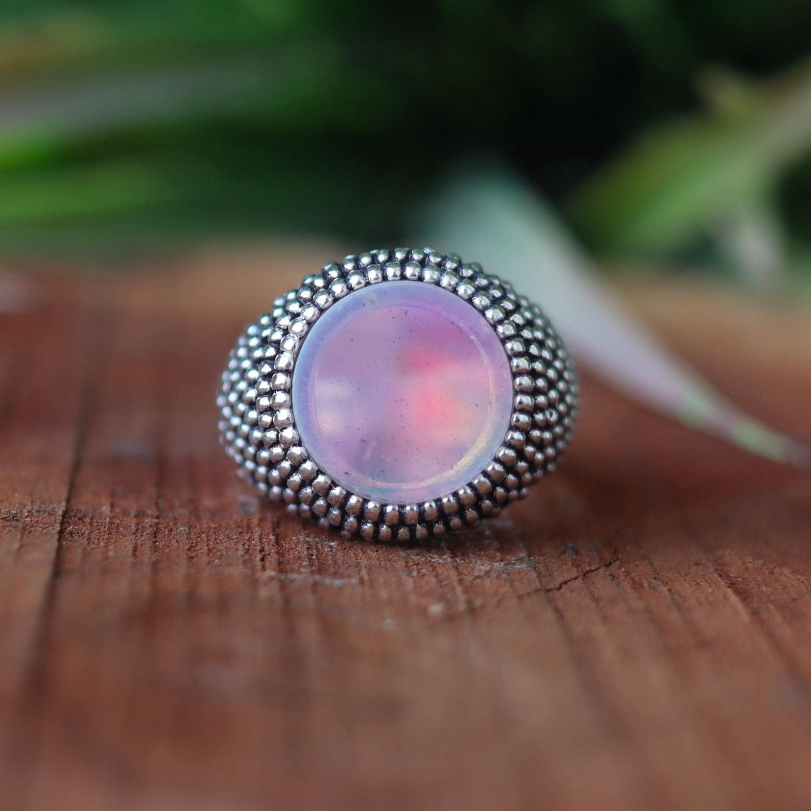 ELANZAA JEWELS- Pink Aura Opal Ring Boho Minimalist Sterling Silver ...