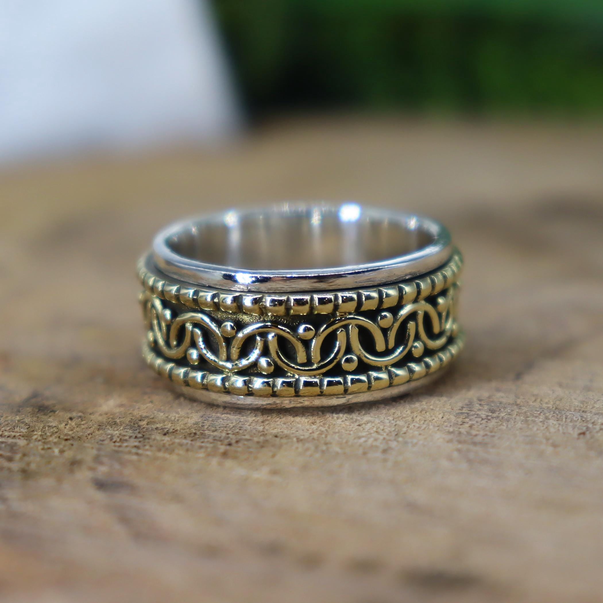 ELANZAA JEWELS- Premium 925 Sterling Silver Fine Spinner Design Ring ...