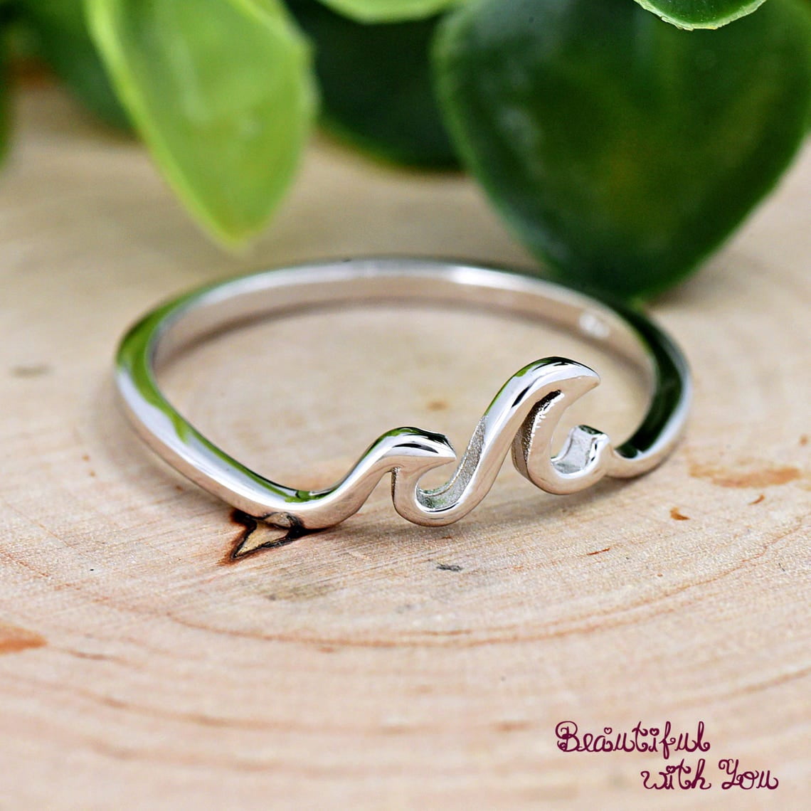 ELANZAA JEWELS- Silver Wave Ring 925 Sterling Silver Band | Minimalist ...