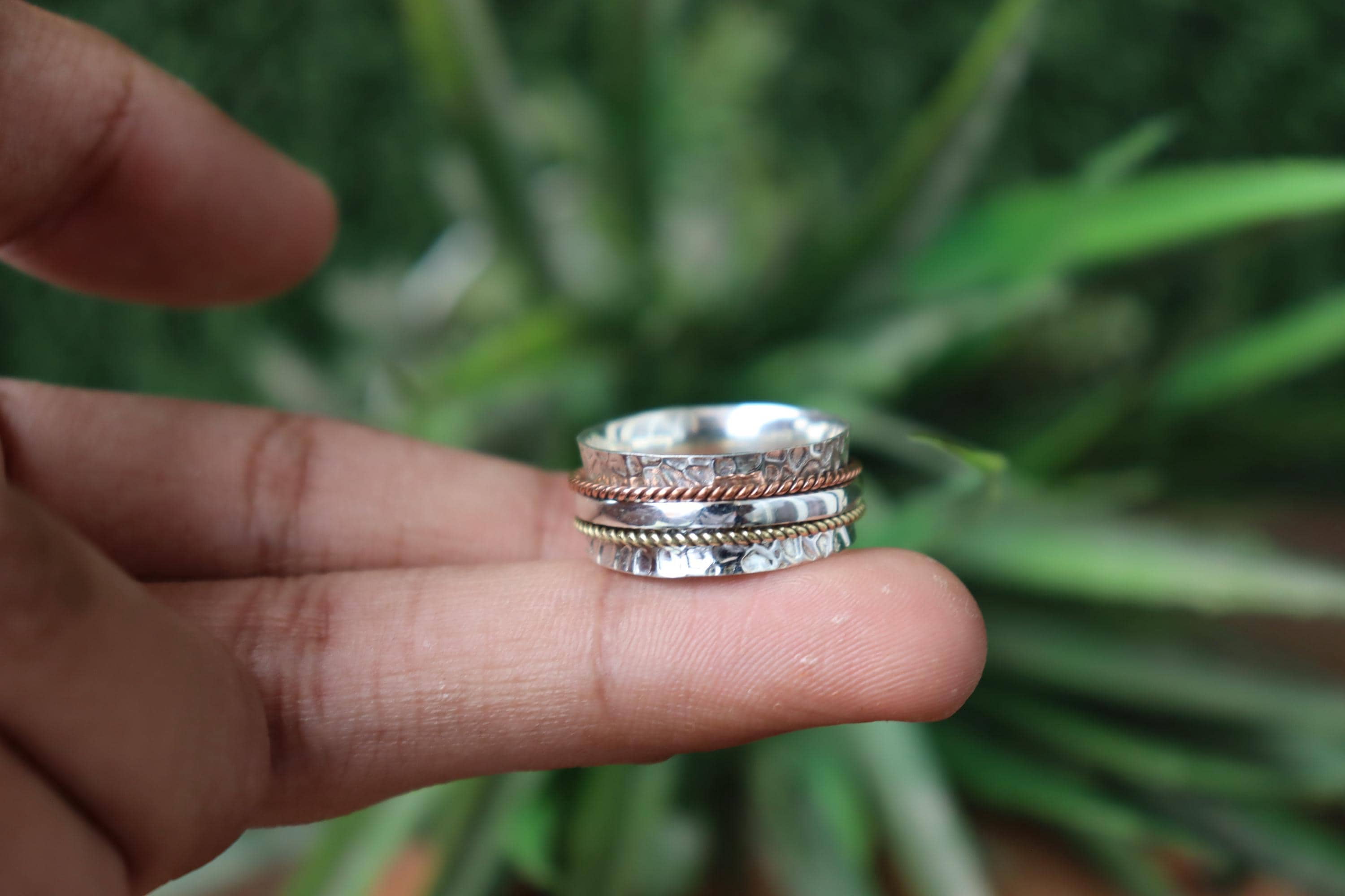 ELANZAA JEWELS- Spinner Ring Two Tone Ring | Handmade Hammered Copper ...