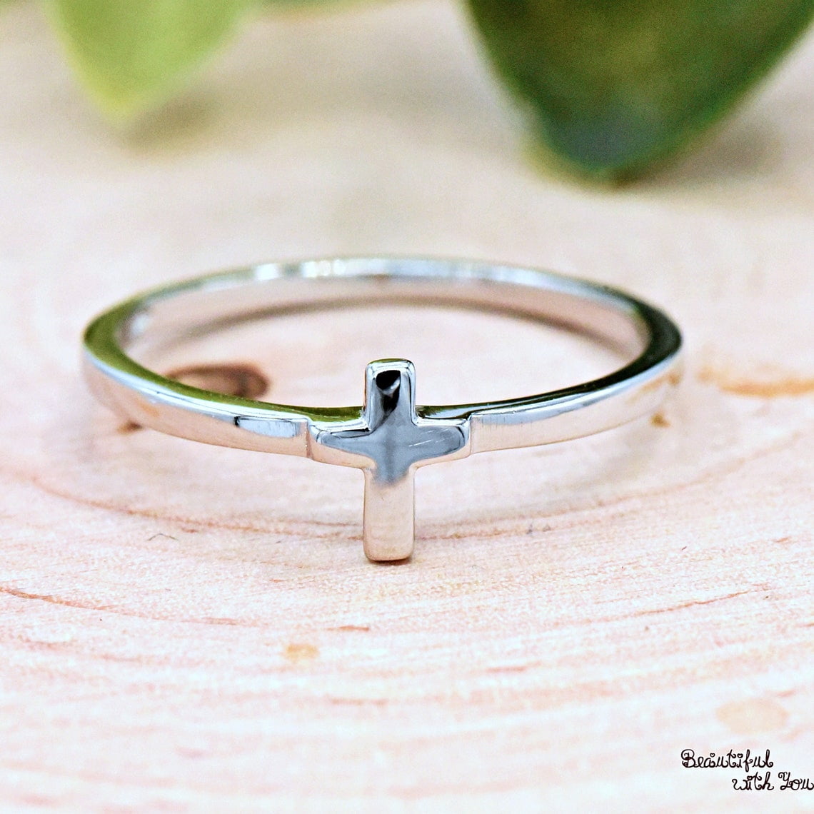 ELANZAA JEWELS- Sterling Silver Cross Ring Minimalist Tiny Vertical ...