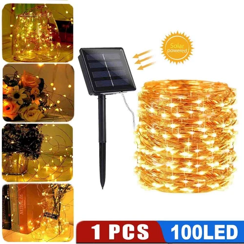 ELARA- 100 Led Solar Power String Fairy Lights Garden Outdoor Party ...
