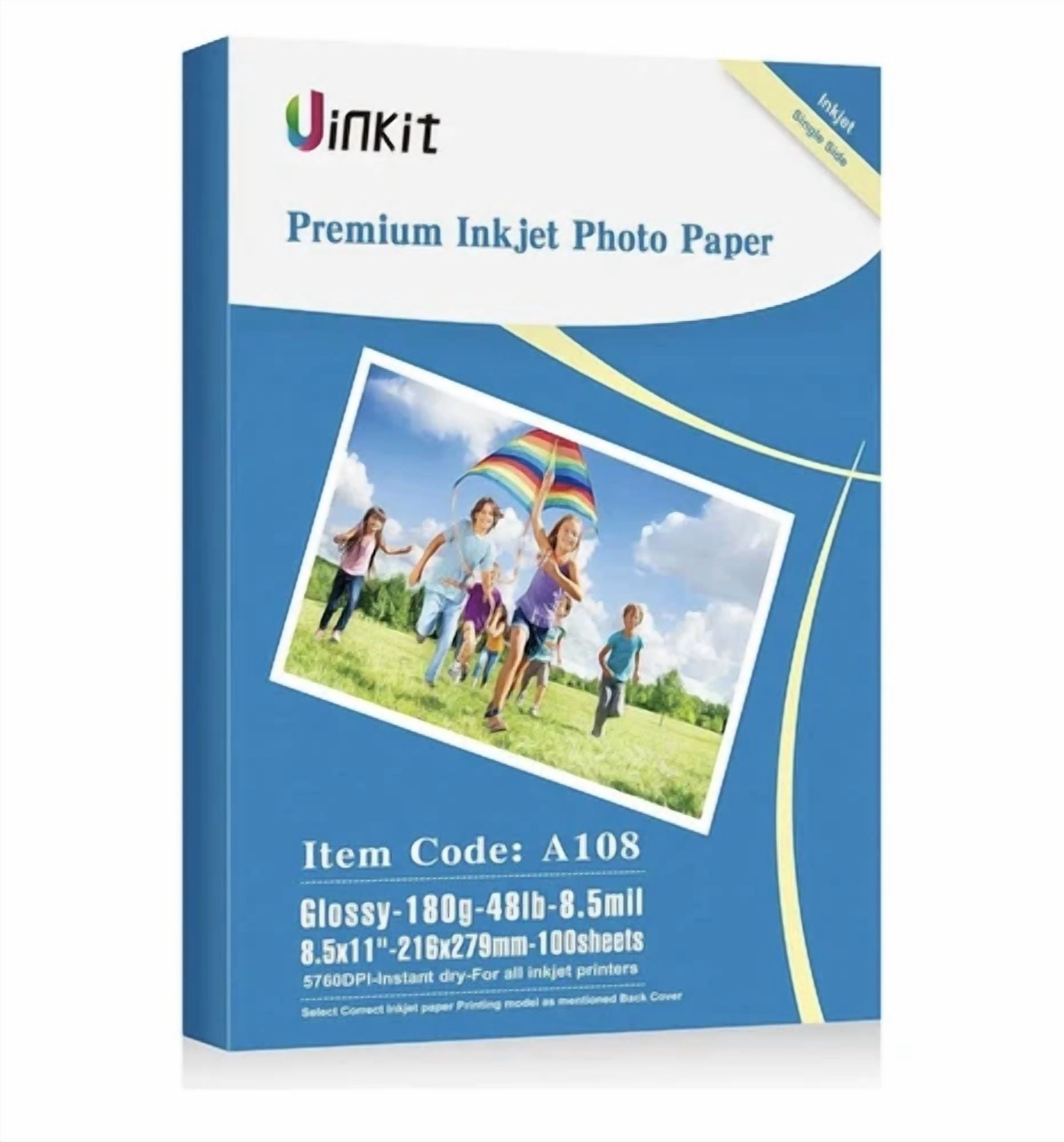 ELARA- 100 Sheets Inkjet Photo Paper Glossy 8.5X11 48Lb 180G 8.5Mil ...