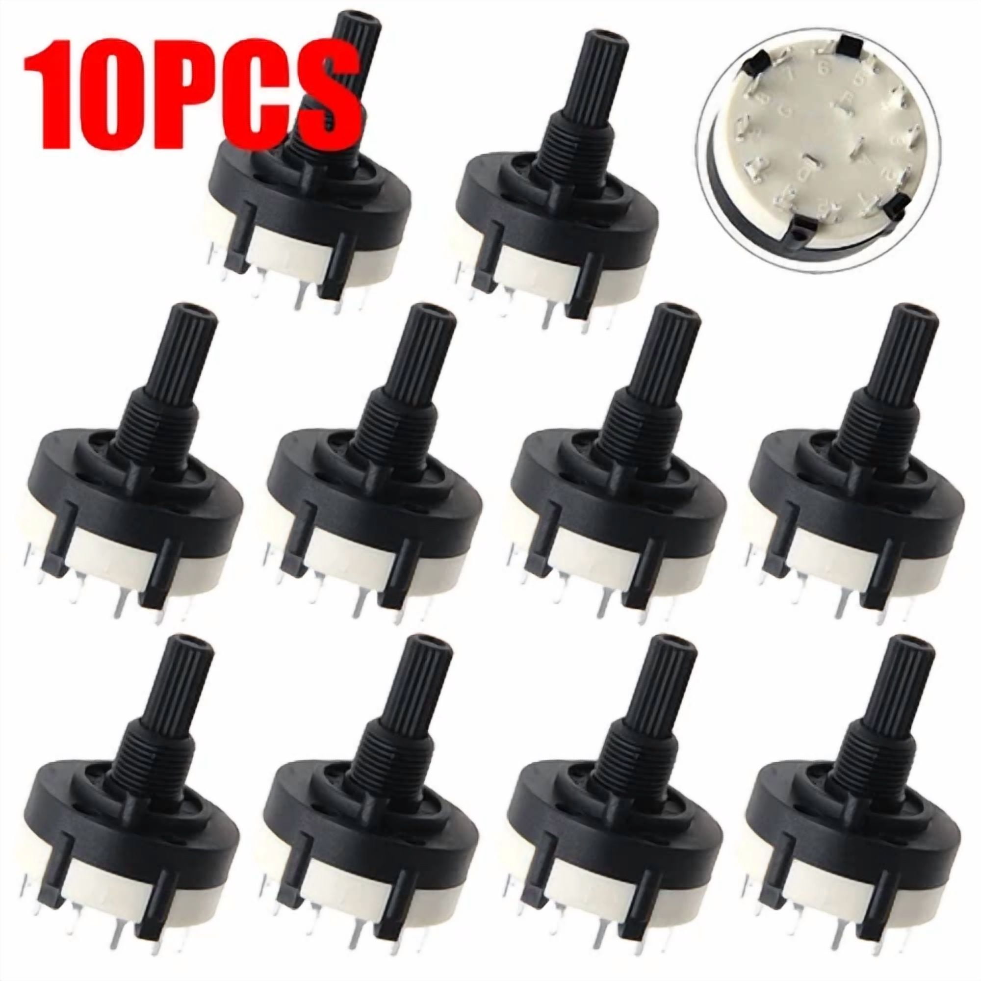 ELARA- 10Pc Ac 125V Rs26 1 Pole Position 12 Switch Band Rotary Channel ...