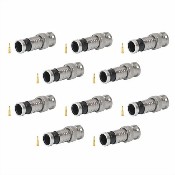 ELARA- 10Pcs Bnc Compression Connector Plug Adapter For Cctv Camera Rg6 ...