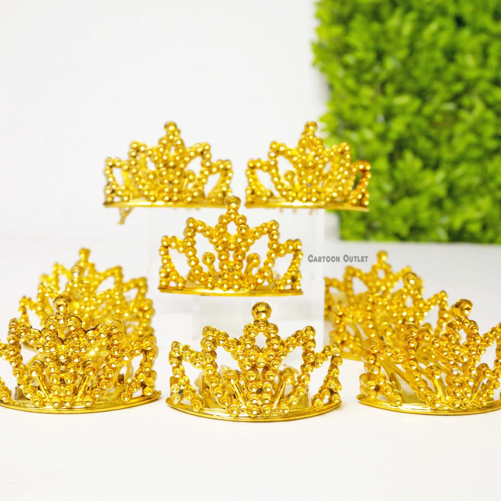 ELARA- 12 Gold Mini Crown Plastic Princess Tiara Combs Party Favors ...