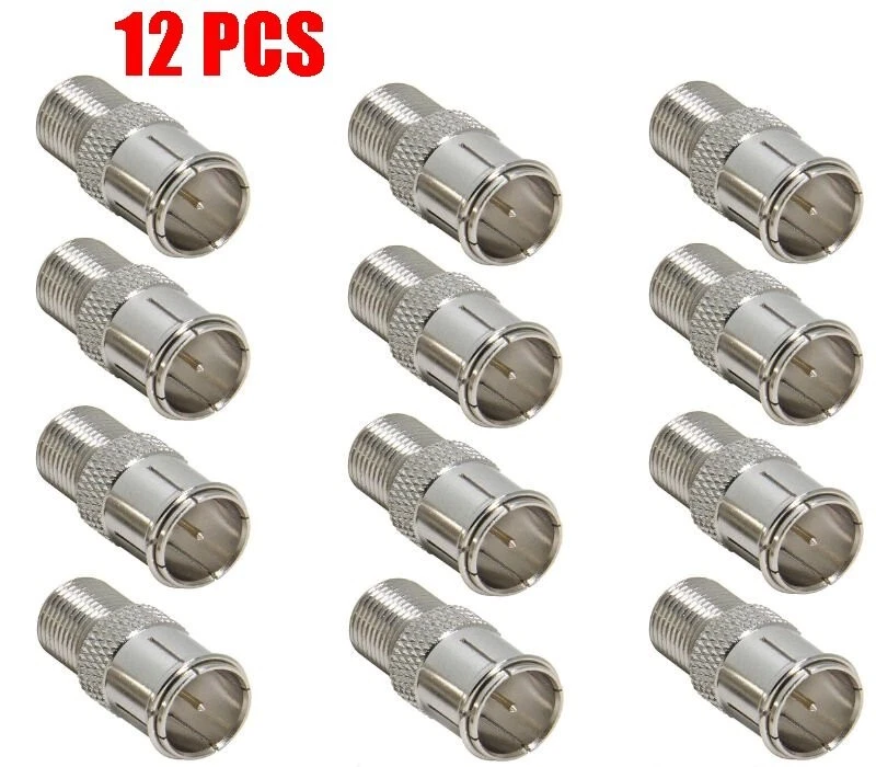ELARA- 12X Pcs F-Type Quick Push-On Adapter Coax Coaxial Cable Tv Sat ...