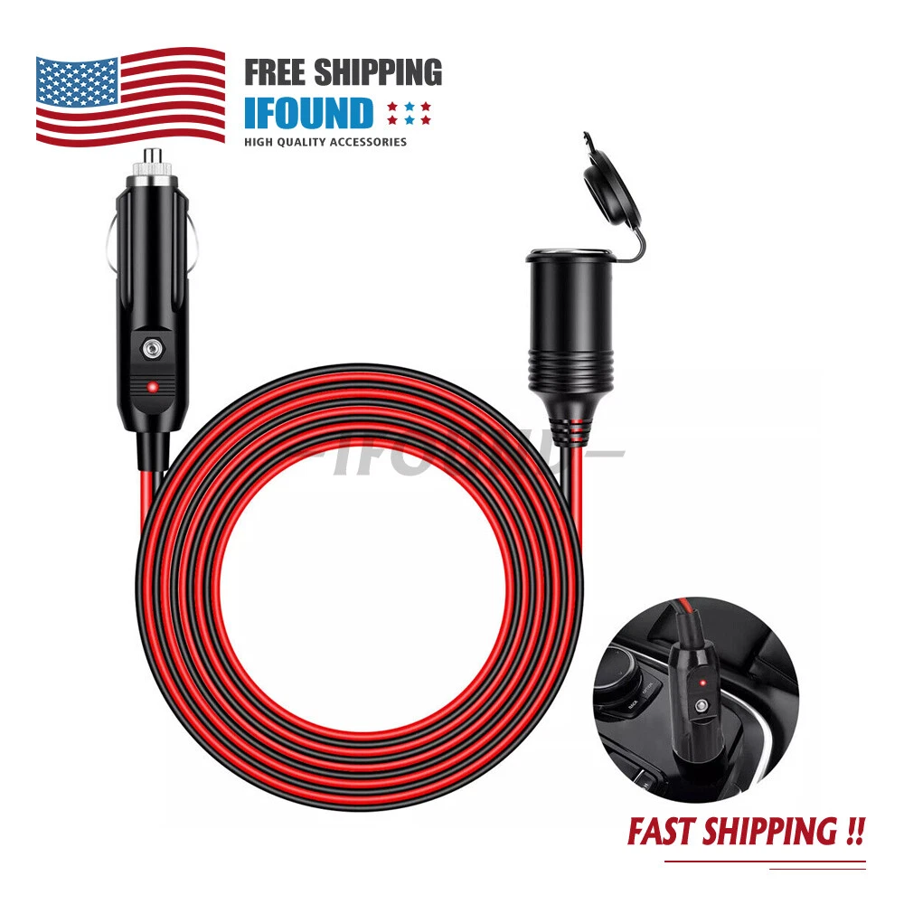 ELARA- 13 Ft Car Cigarette Lighter Socket Extension Cord Cable Heavey ...