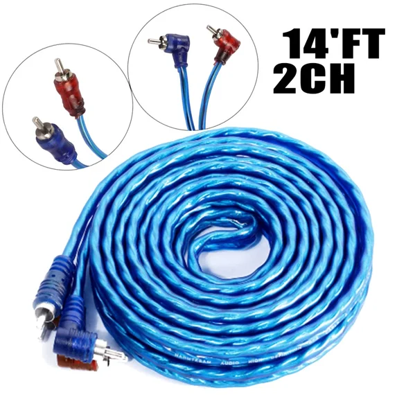 ELARA- 14' Ft Amp Rca Cables Car Audio Inter Connect Cable For 2 ...
