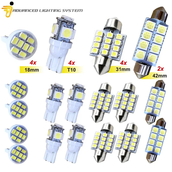 ELARA- 14X Car Interior Package Map Dome License Plate Mixed Led Light ...