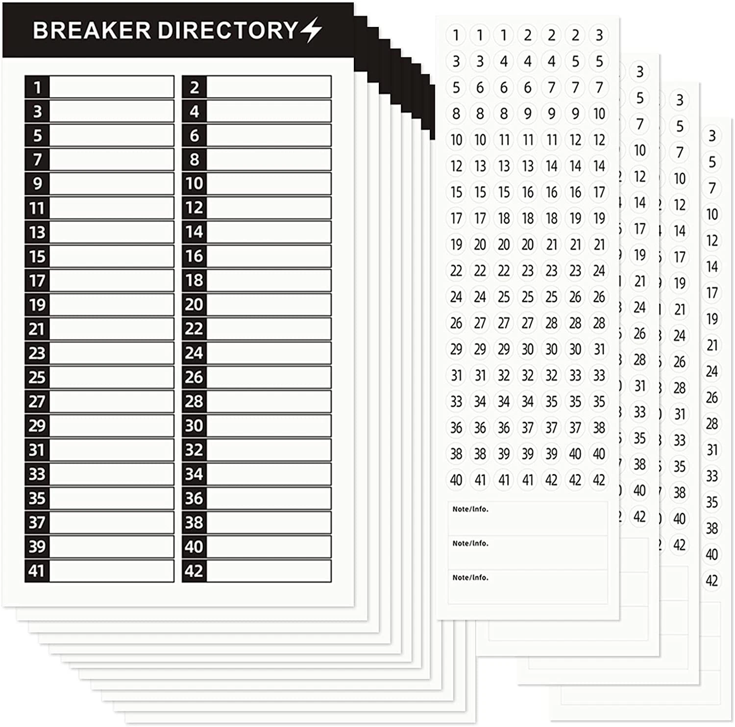 ELARA- 16 Sheets Breaker Panel Labels Box Sticker Numbers Breaker Panel ...